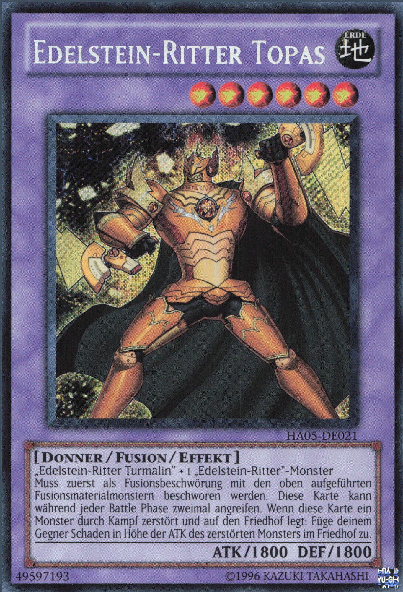 Recollectibles Sammelkarte Yugioh Karte Edelstein Ritter Topas Deutsch