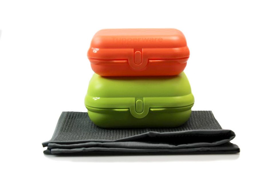 Tupperware Back Set Twinset Limette Dunkelorange Glastuch