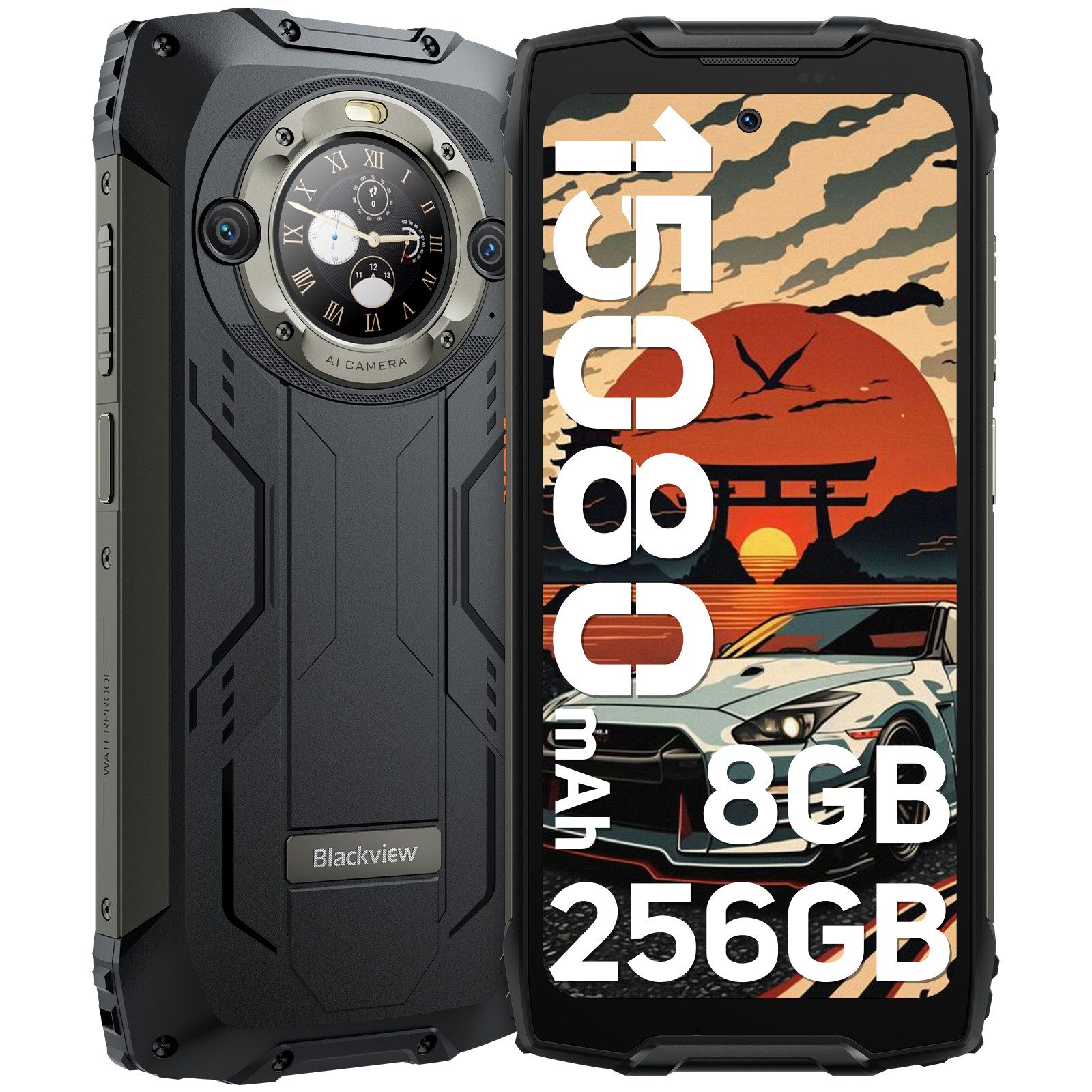 blackview BV9300Pro AI zwei Bildschirmen Ohne Vertrag Smartphone (6.7 Zoll, 8 GB Speicherplatz ...