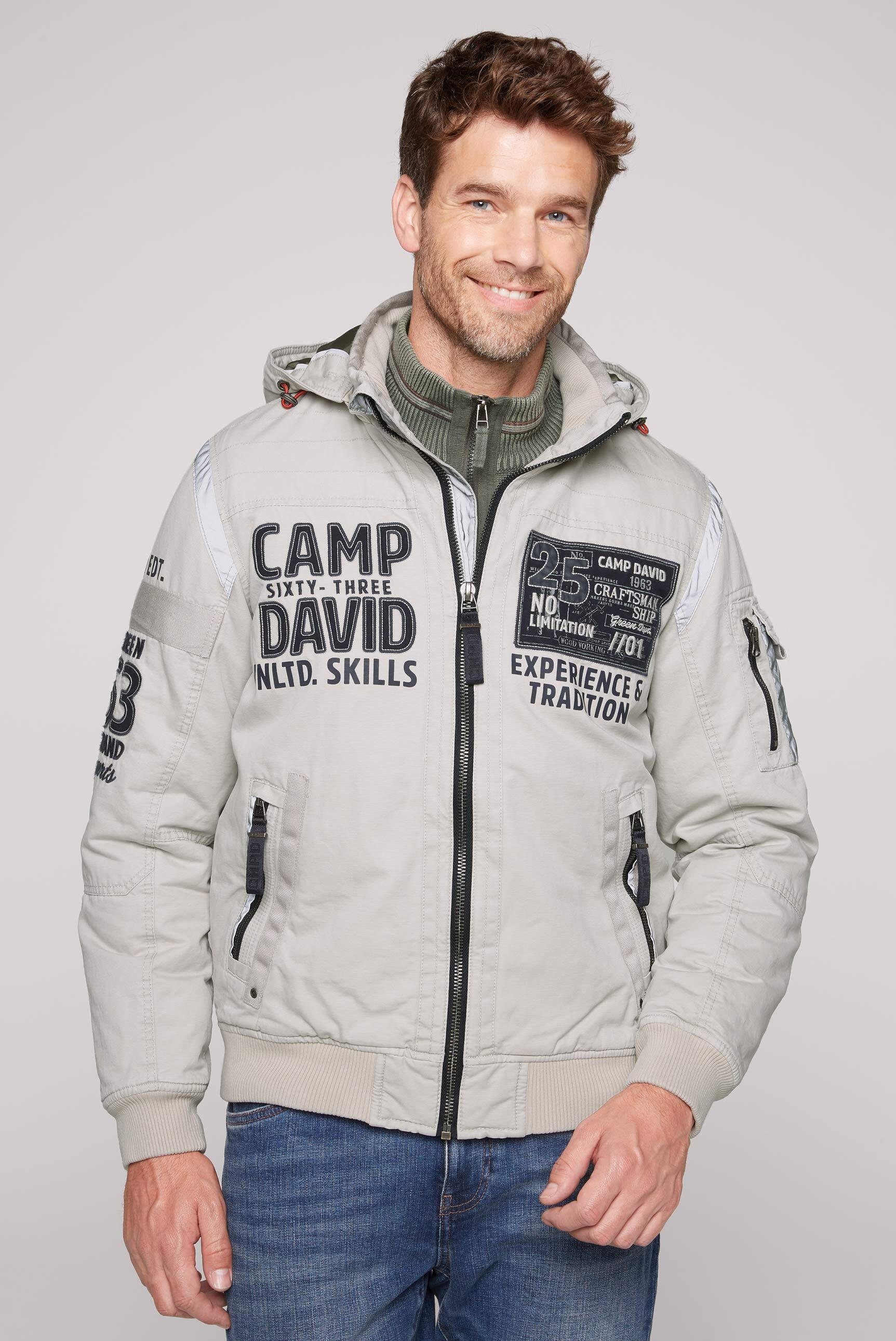 CAMP DAVID Winterjacke mit Stehkragen & Kapuze, Rippbündchen an Ärmeln ...
