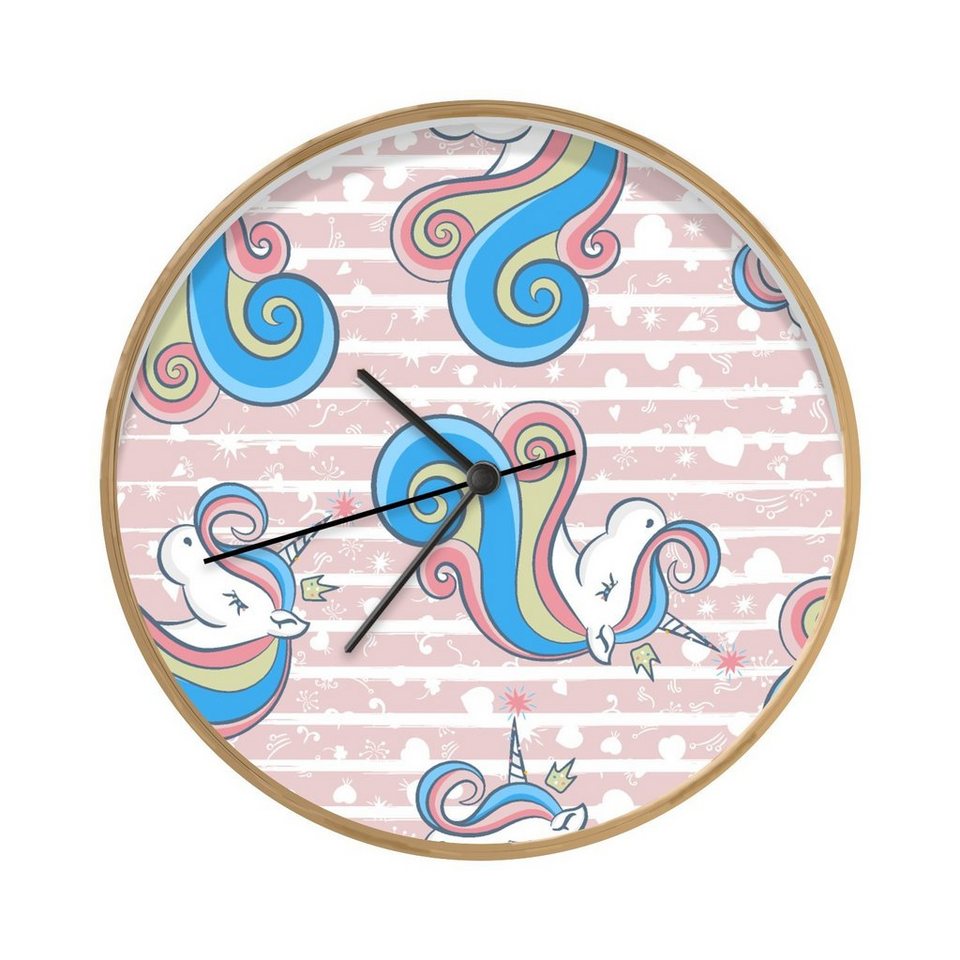 Muchowow Wanduhr Einhorn Muster Rosa Uhrwerk Wohnzimmer