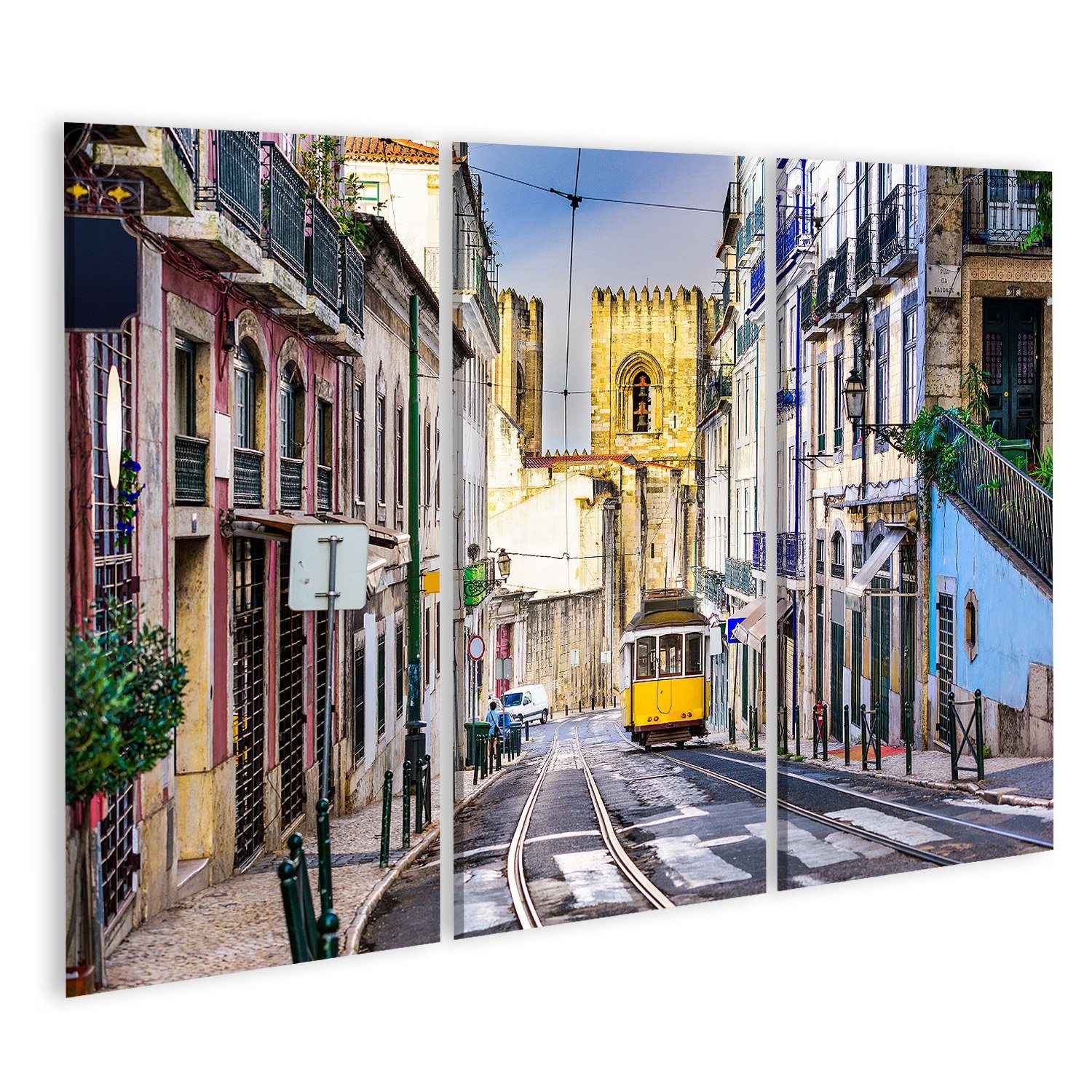 islandburner Leinwandbild »Bild auf Leinwand Lissabon Straßenbahn Stadtbild Porgugal in der Nähe«