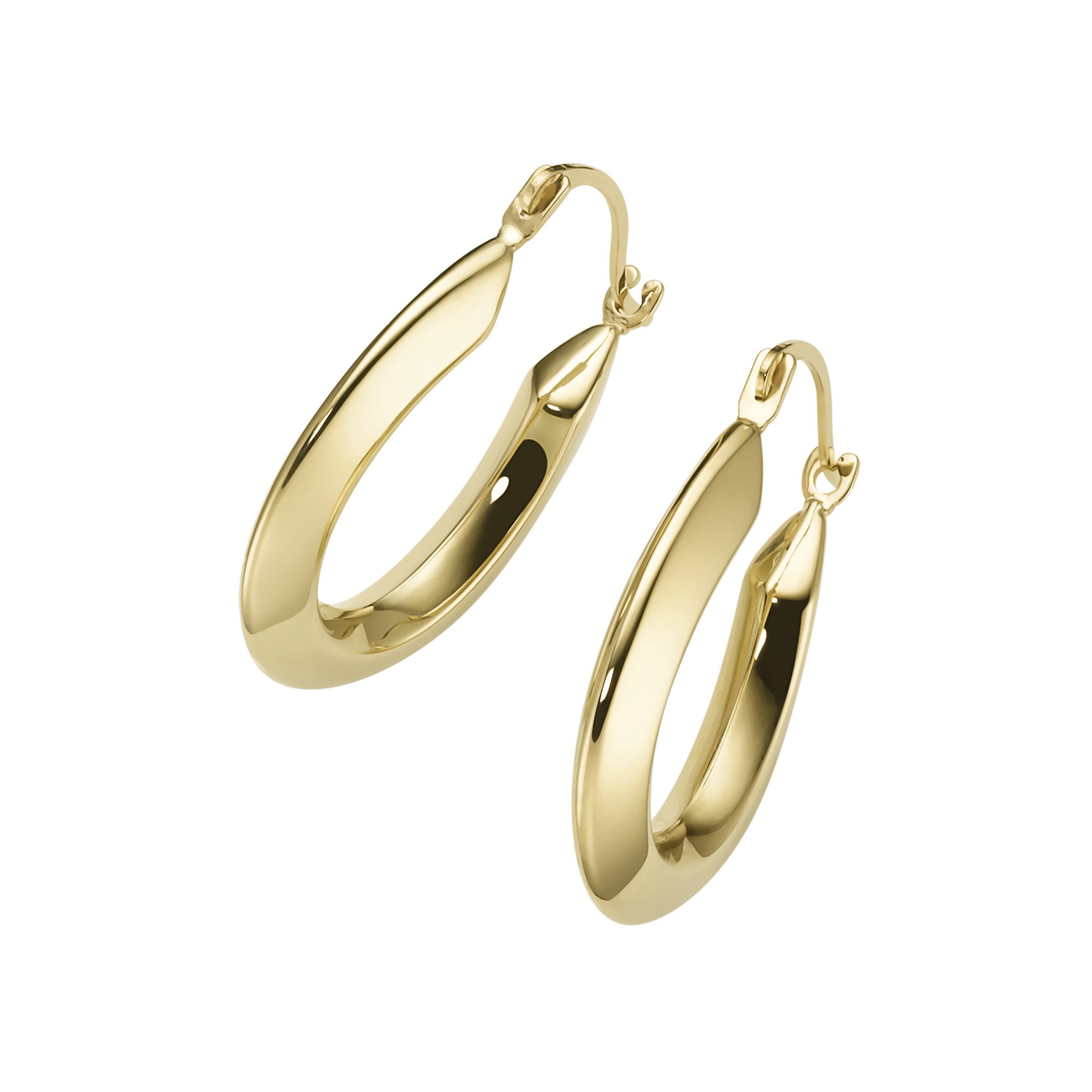 Luigi Merano Paar Creolen kantig, glänzend, Gold 585, Originalgröße kann von der Abbildung abweichen