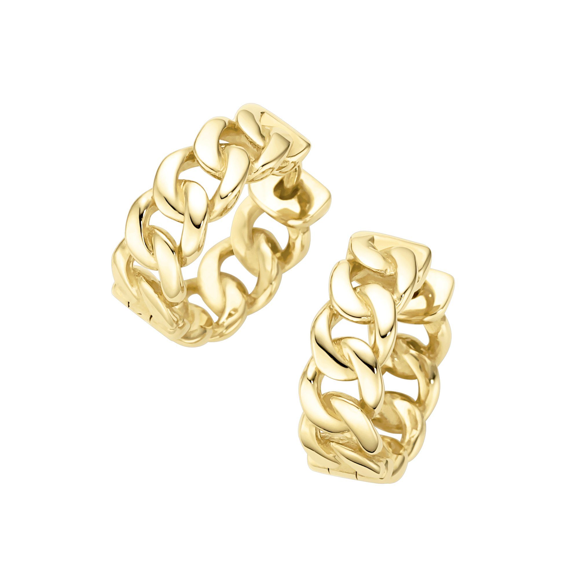 Luigi Merano Paar Creolen in Panzerketten-Optik, Gold 375