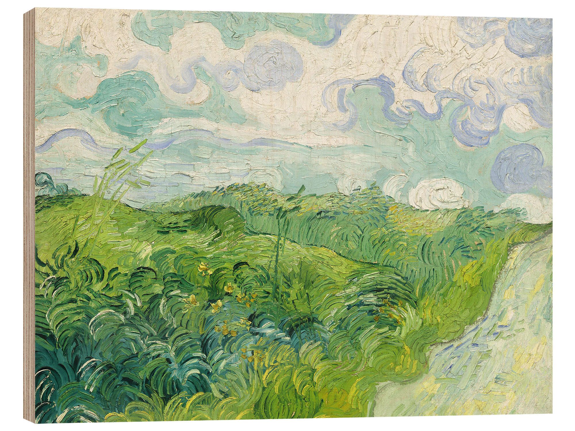 Posterlounge Holzbild Vincent Van Gogh Grünes Weizenfeld 1890