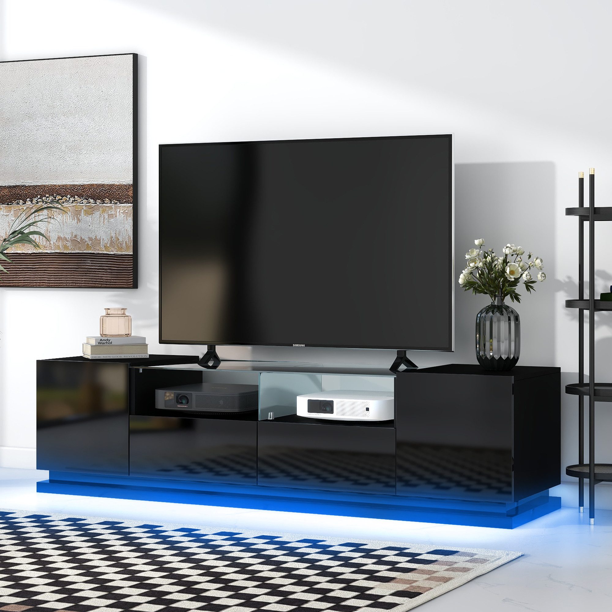 Hauss Sploe Tv Schrank Hochglänzend Mit 2 Schubladen 2türen Lowboard