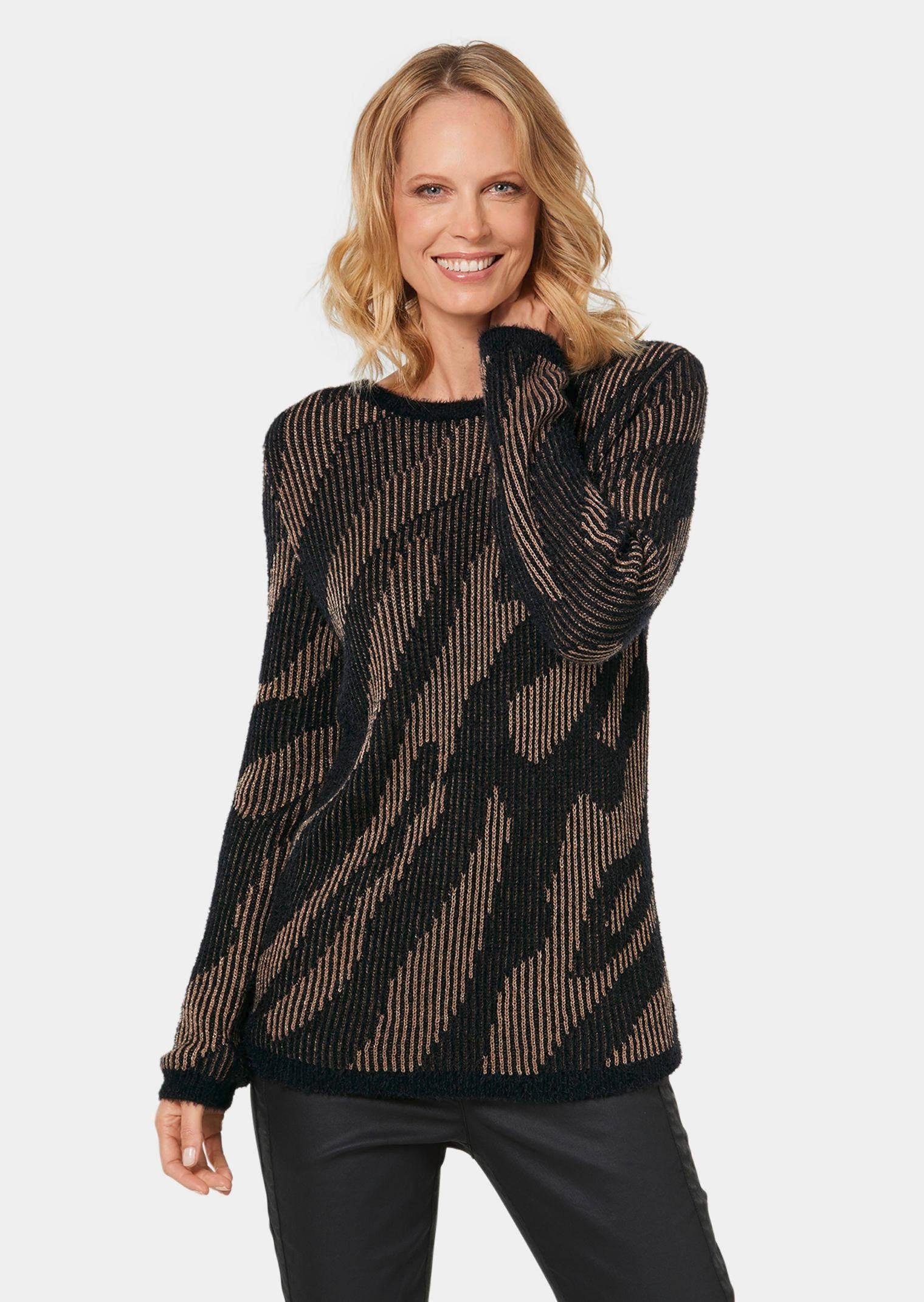 Goldner Strickpullover Kurzgröße Hübscher U Boot Ausschnitt Mit