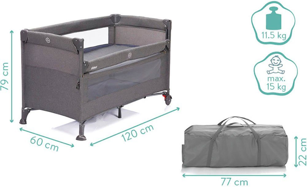 Fillikid Baby-Reisebett Porto, inkl. Transporttasche, Babyreisebettmatratze
