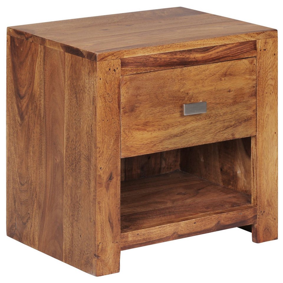 Wohnling Nachtkonsole Wl1368 Sheesham Massivholz 40x40x30 Cm Mit