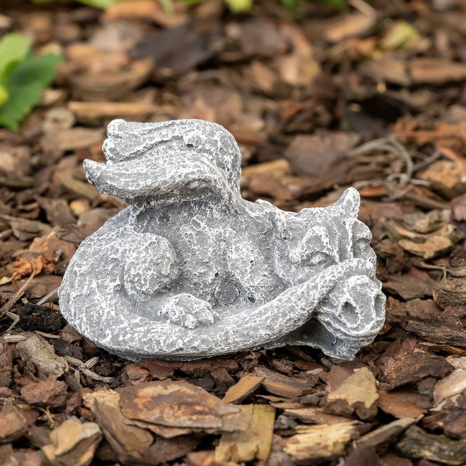Antikas Gartenfigur Drache Mini Steinguss Grau H 5cm X T 8cm