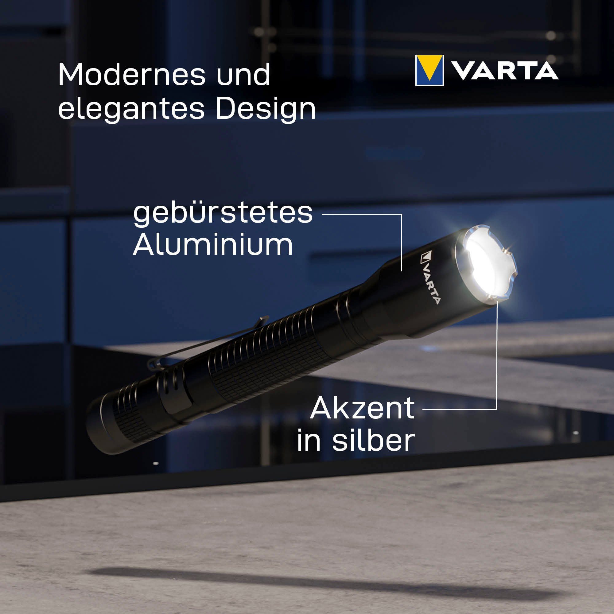 VARTA Taschenlampe Aluminium Light F20 Pro (1-St), Eloxiertes ...