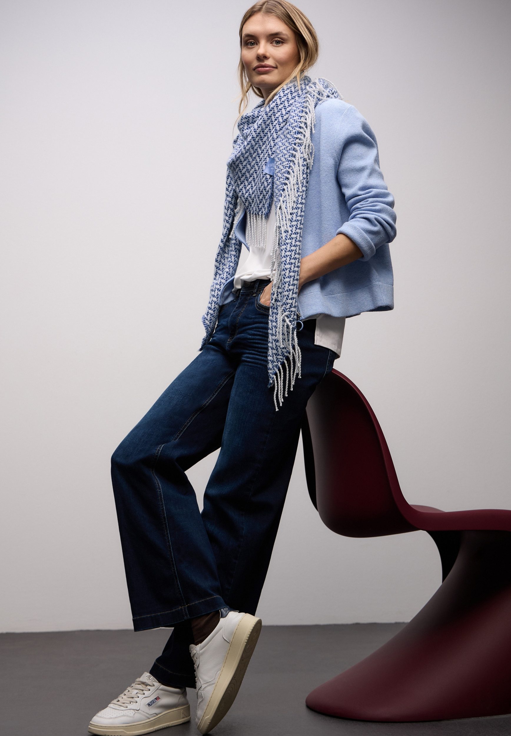 STREET ONE Halstuch Woven Shiny Triangle, frosted blue