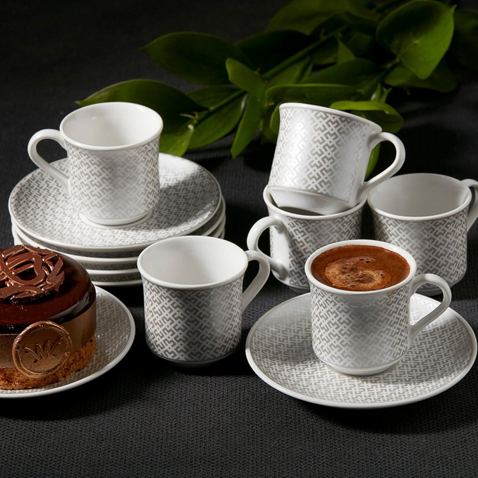 Karaca Kaffeeservice Apricot Vivi Platin Platinum Kaffeetassen Set