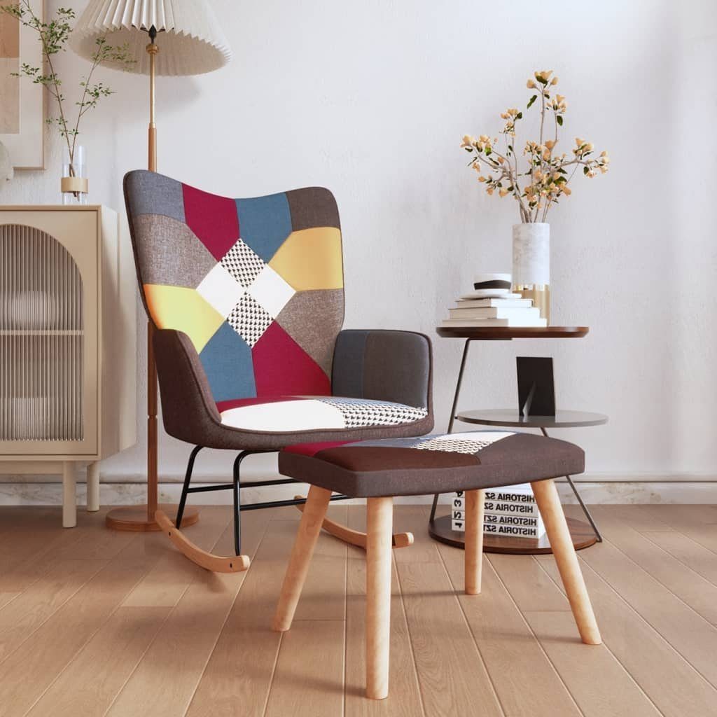 Merax Schaukelstuhl Relaxstuhl Patchwork Schaukelsessel Relax Lounge