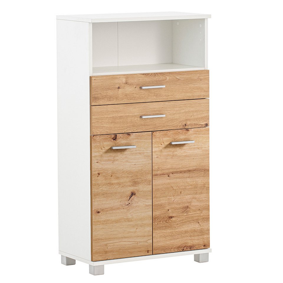 Lomadox Midischrank Providence 80 In Weiß Mit Eiche 60cm Breit Für