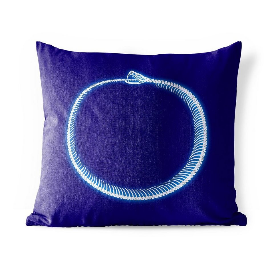 Muchowow Dekokissen Illustration Eines Ouroboros Mit Dem Skelett Einer