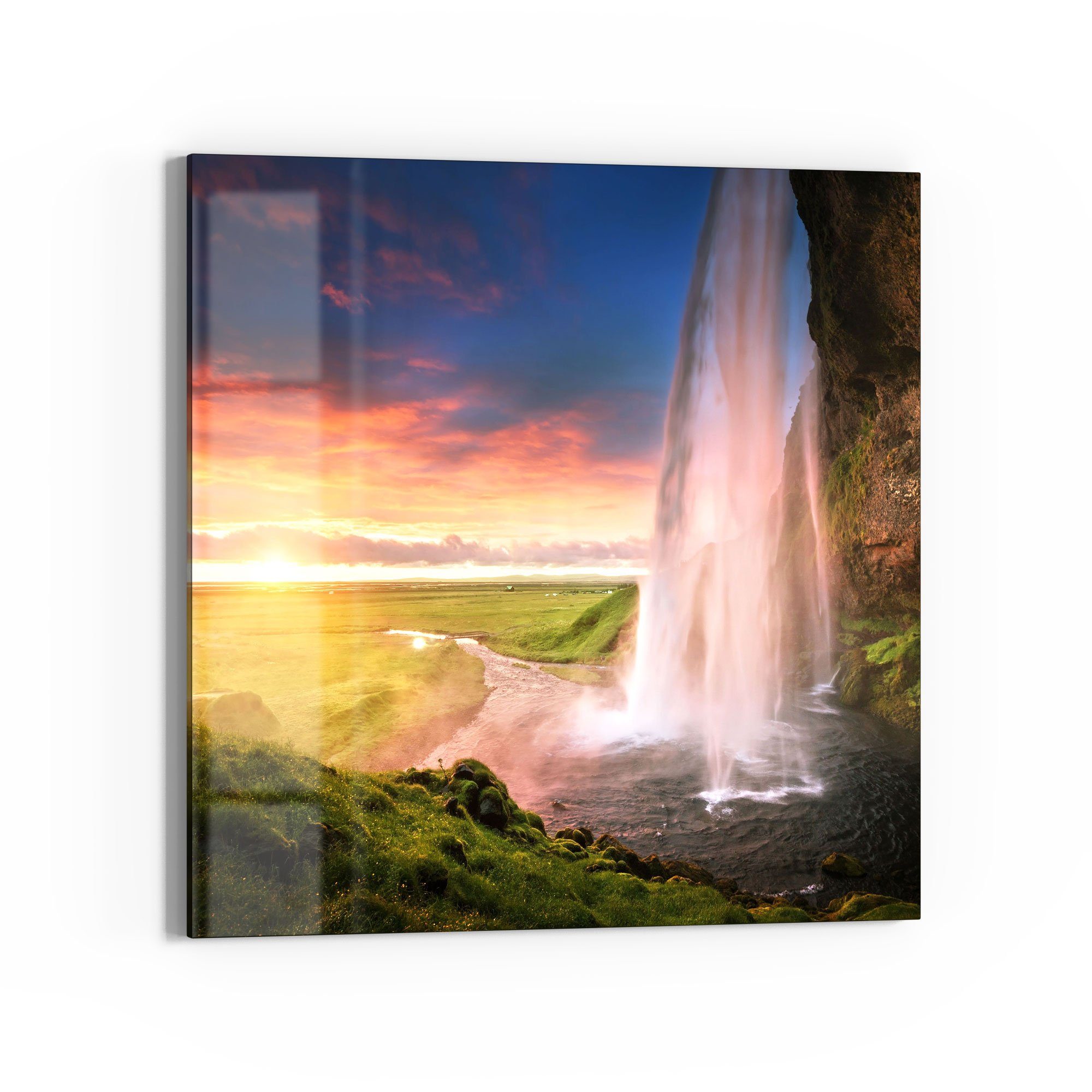 ᐅ DEQORI Glasbild 'Seljalandsfoss Wasserfall', 'Seljalandsfoss Wasserfall', Glas Wandbild Bild ...
