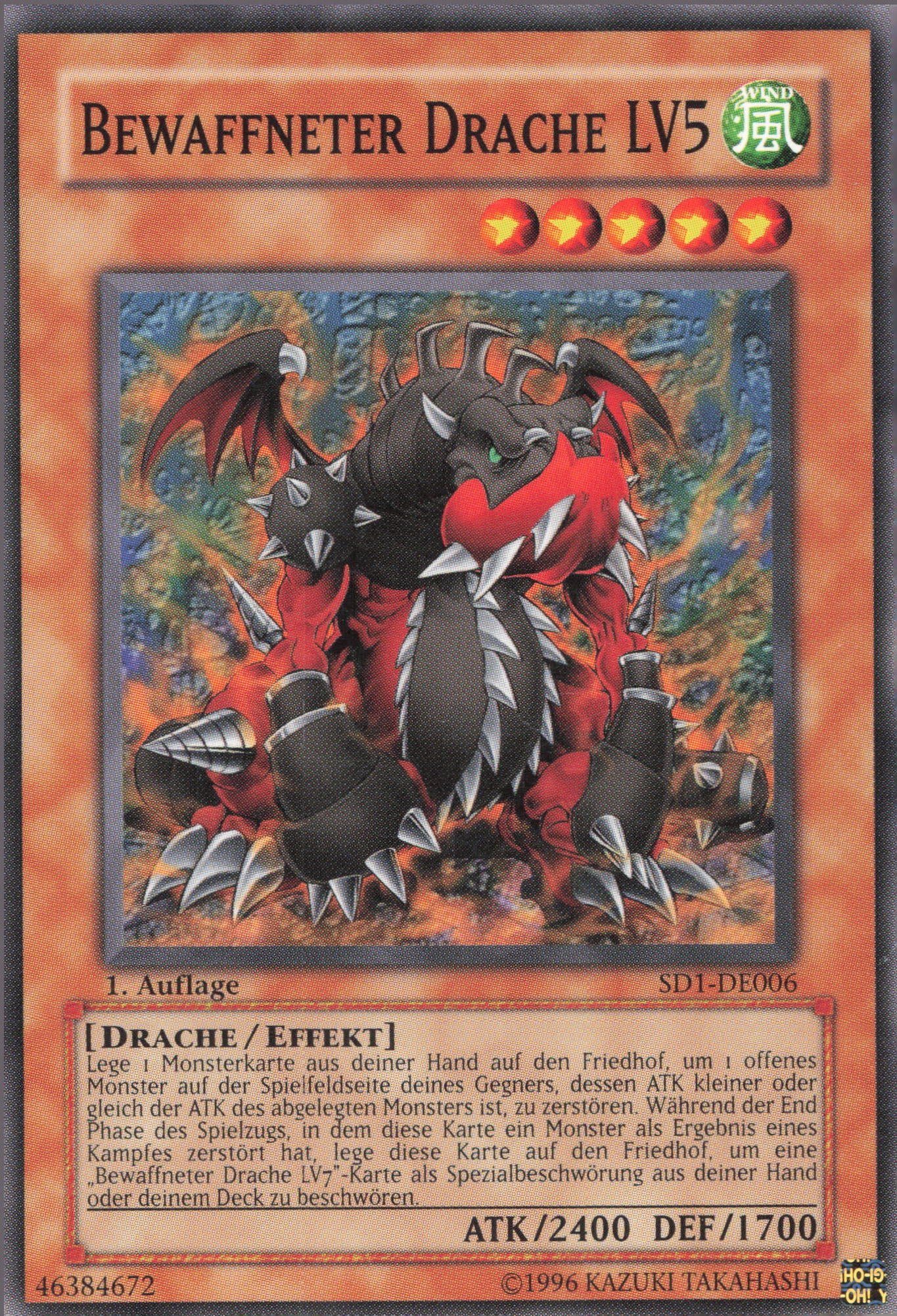 Recollectibles Sammelkarte Yugioh Karte Bewaffneter Drache Lv5 Deutsch