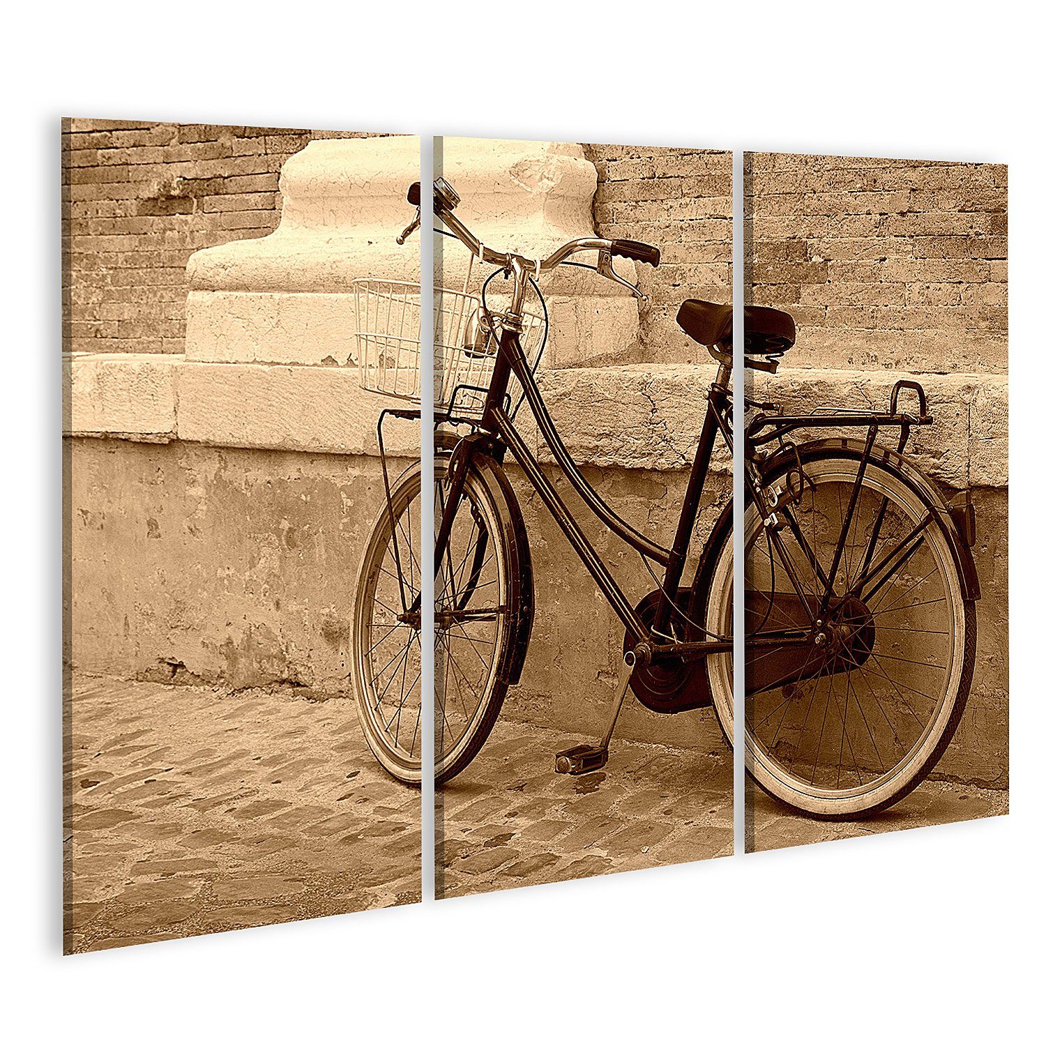 Islandburner Leinwandbild Bild Auf Leinwand Vintage Fahrrad Lehnt An