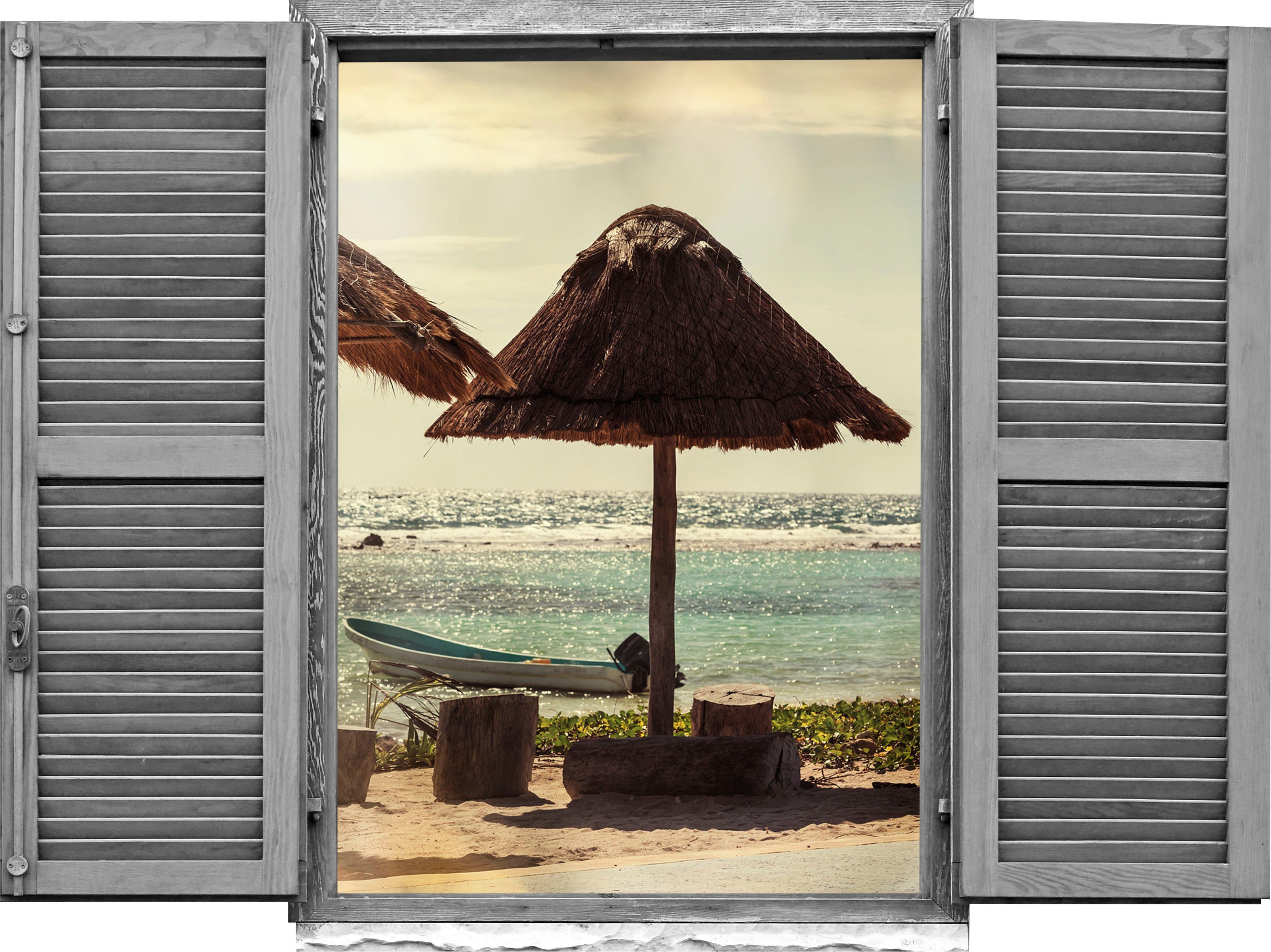 queence Wandtattoo Palapa (1 St), Wandsticker, Wandbild, selbstklebend, 3D, Fenster