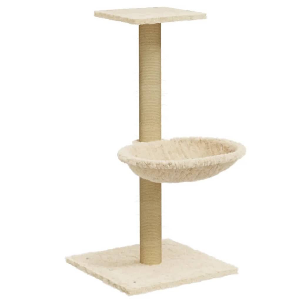 vidaXL Kratzbaum, Katzenbaum mit Tunnel Creme 60x34,5x50 cm, Kletterbaum