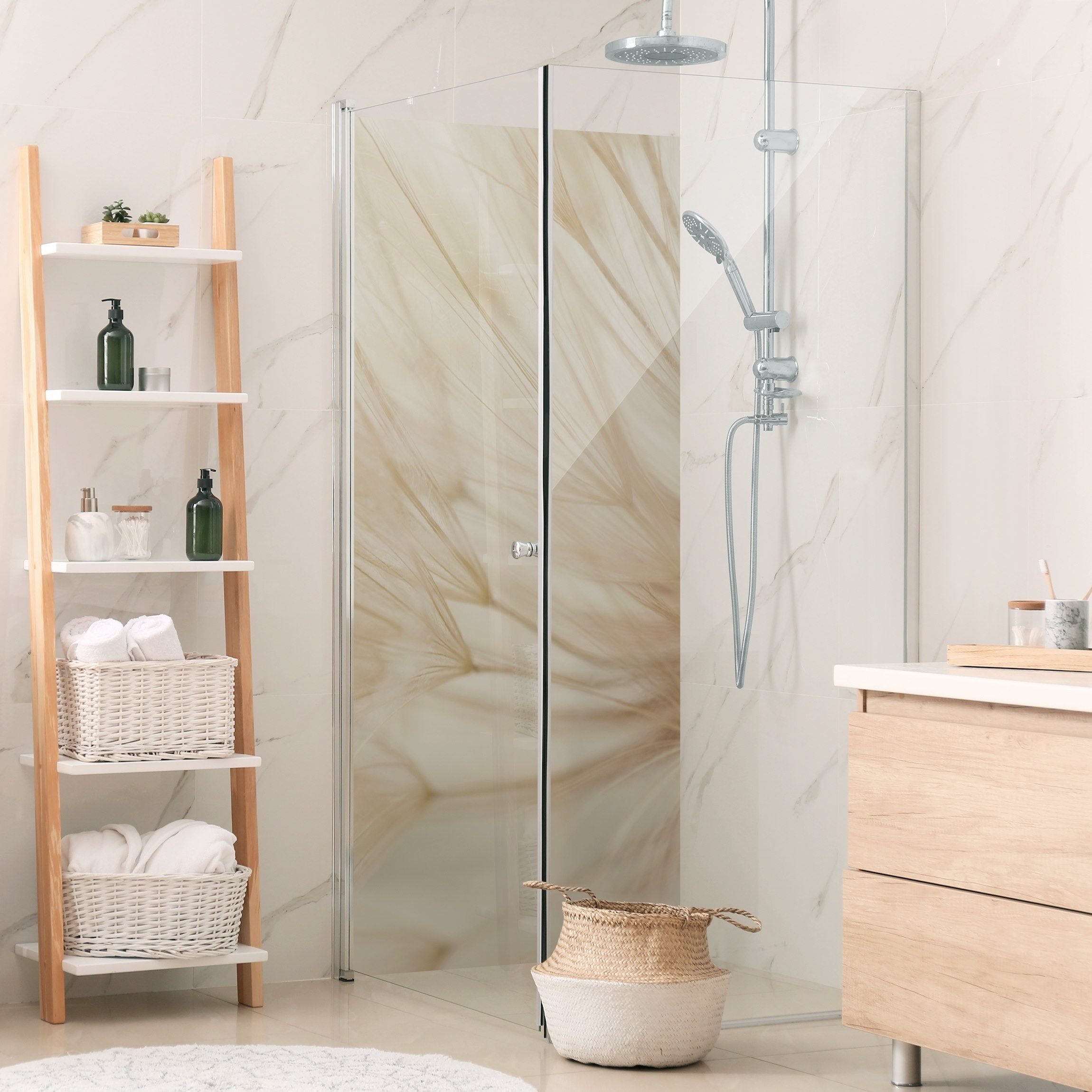 Bilderdepot24 Badrückwand Pusteblume Beige Duschrückwand Ohne Bohren