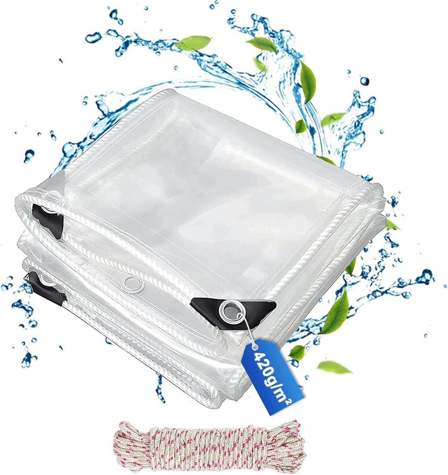 LuxusKollektion Campingstuhl Abdeckplane Wasserdicht Transparent 420g/m² PVC Ösen Gartenmöbel