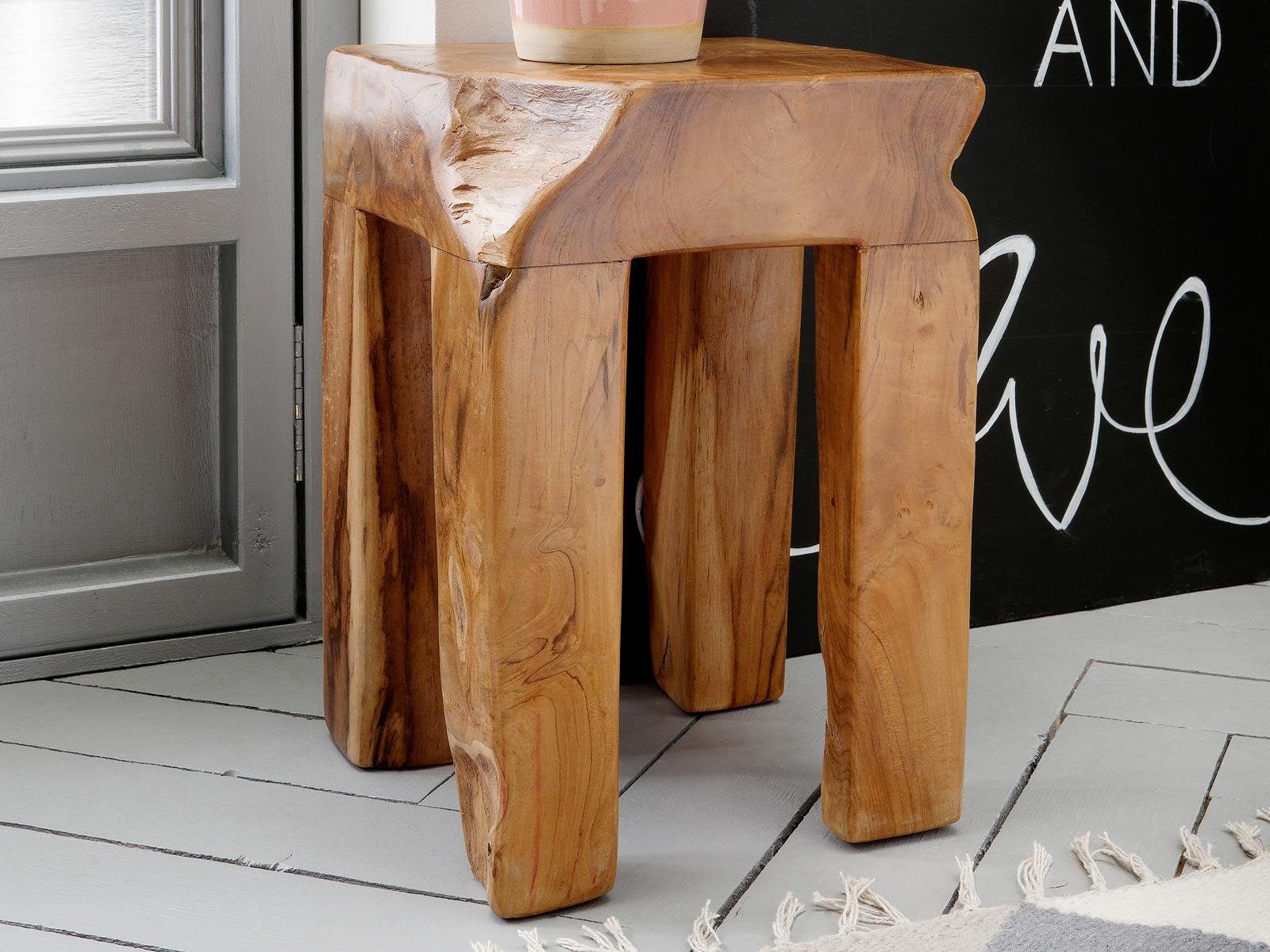 Möbelando Hocker Laora Hocker Laora I Aus Massivholz Teakholz