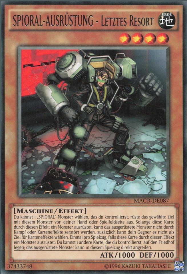 Recollectibles Sammelkarte Yugioh Karte Spioral AusrÜstung Letztes