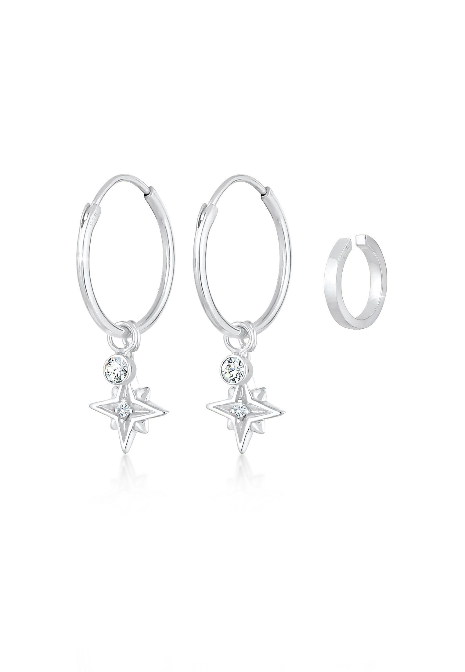 Elli Ohrring-Set Creolen Stern Earcuff (2 tlg) 925 Silber