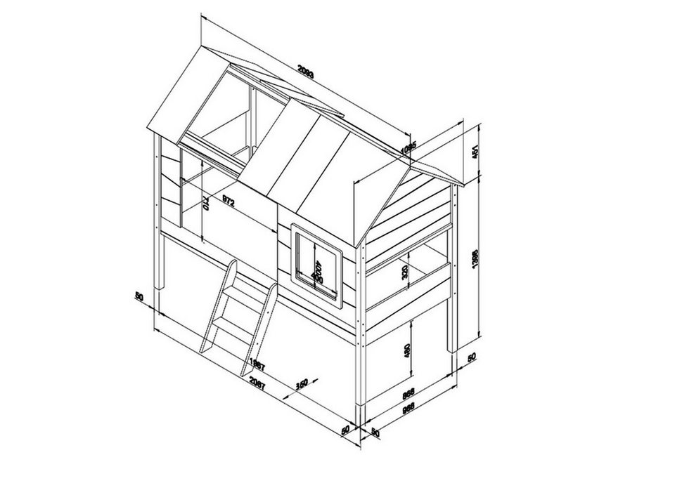 Vipack Spielbett Aus Massiv Kiefer Und Mdf In Weiß Abmessungen Bxhxt