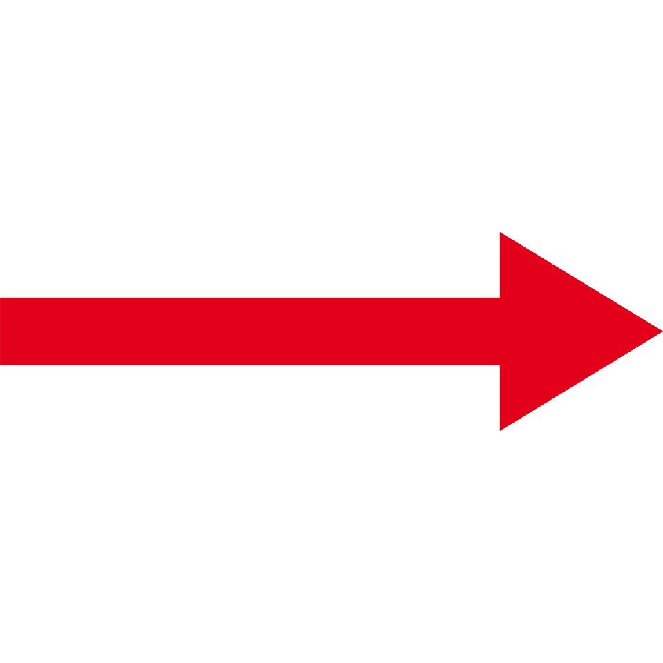 König Werbeanlagen Hinweisschild Richtungspfeil, RoHS konform, rot, Folie, selbstkl., 50x15mm ...
