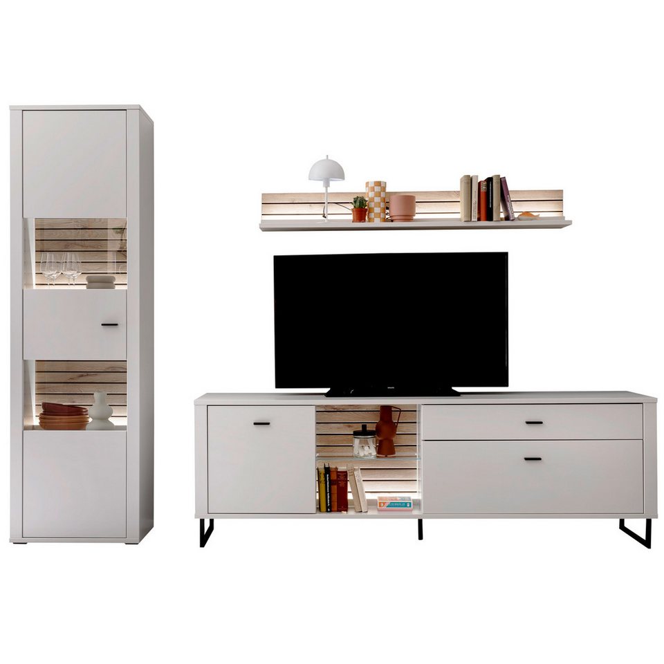 Expendio Wohnwand Laska 23 Spar Set 3 St Modern White Tiefgezogen