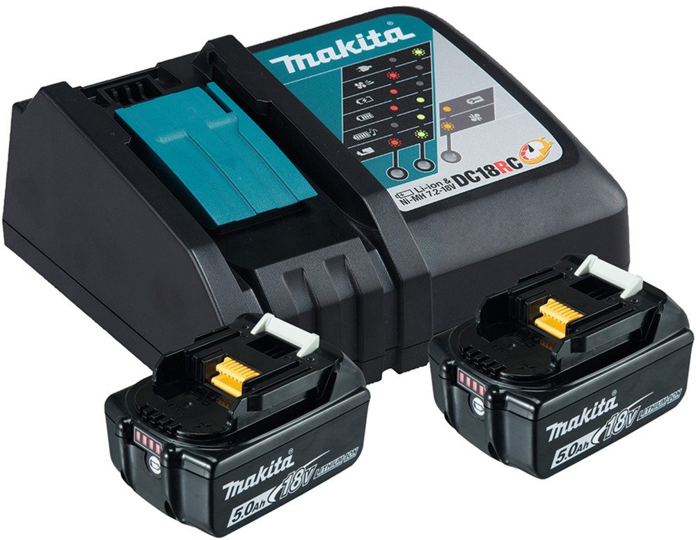 Makita Power Source-Kit BL1850B Akku Starter-Set, 2 Akkus 5 Ah, 18 V, inkl. Schnellladegerät ...