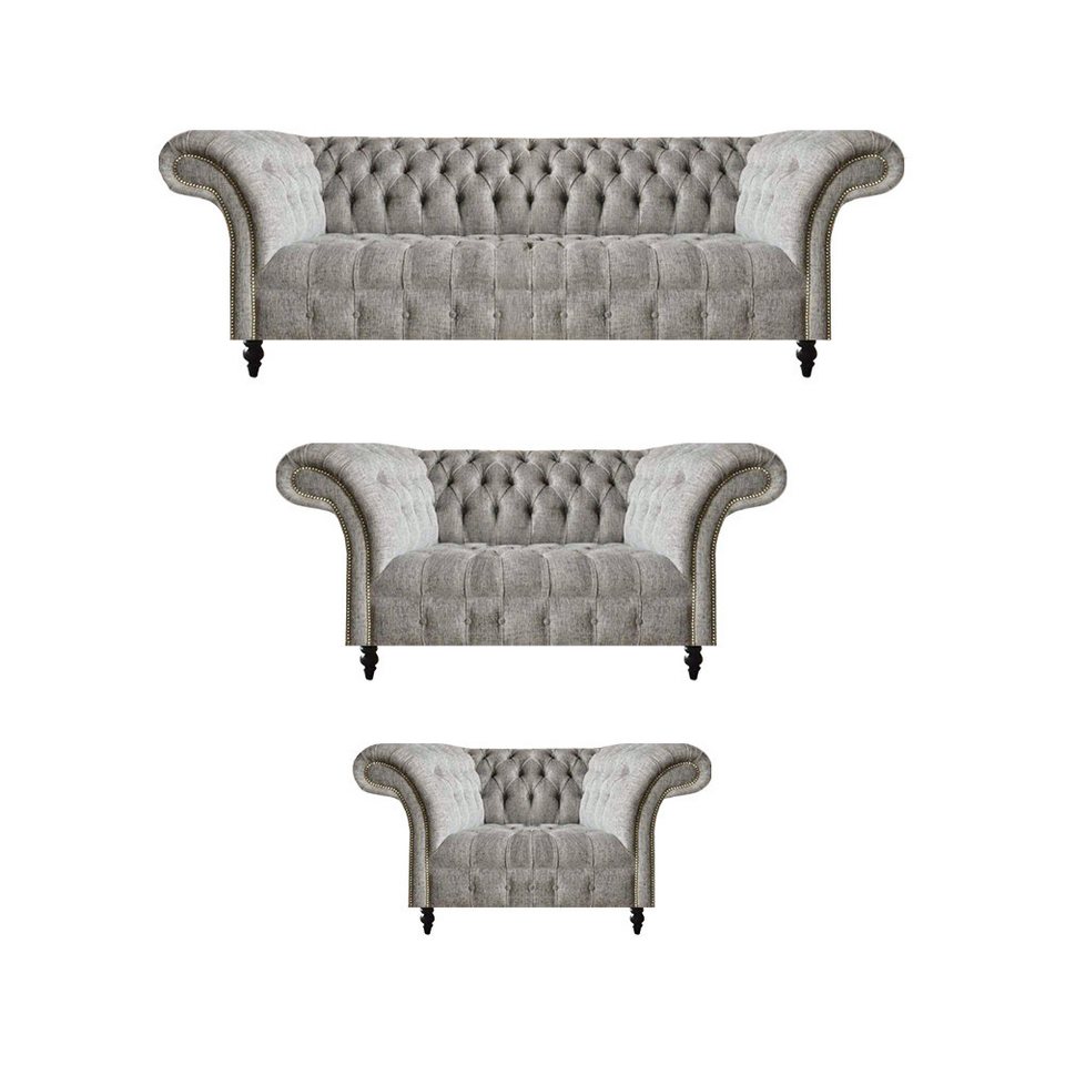 Jvmoebel Chesterfield Sofa Sofa Set 3tlg Chesterfield Sitzmöbel Textil
