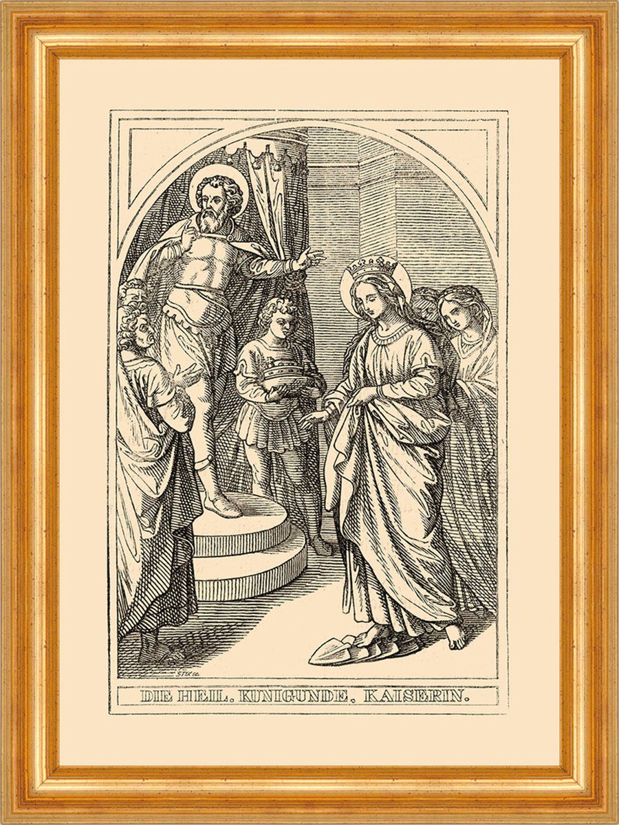 Kunstdruck Die heilige Kunigunde Kaiserin Arme Holzstich Sankt A4 1000 Gerahmt, (1 St)