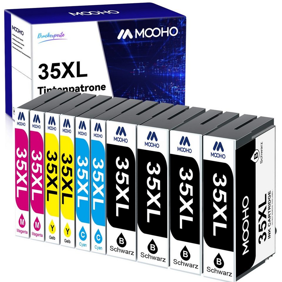 MOOHO 10er Ersatz für EPSON 35XL 35 XL 4x Schwarz 2x Cyan Tintenpatrone ... MOOHO 10er Ersatz für EPSON 35XL 35 XL 4x Schwarz 2x Cyan Tintenpatrone ...