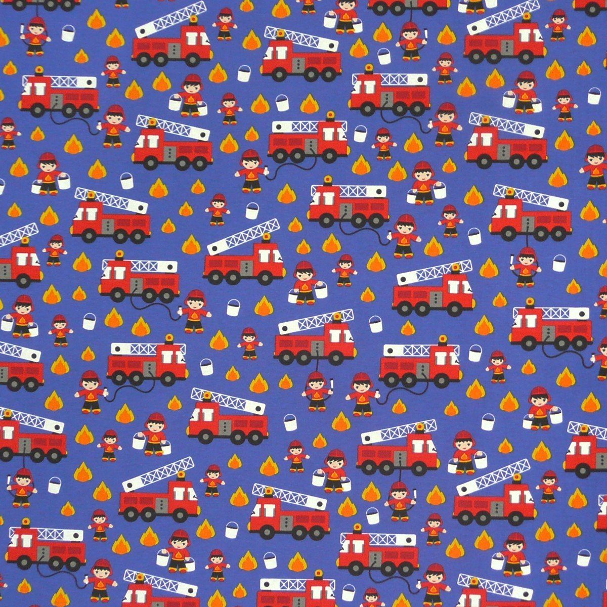 SchÖner Leben Stoff Dekostoff Canvas Ottomanfeuerwehr Auto Blau Rot 1