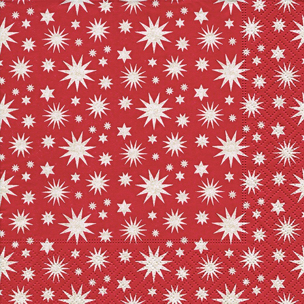 Home Fashion Papierserviette 20 Servietten A Lot Of Stars Red 33x33cm