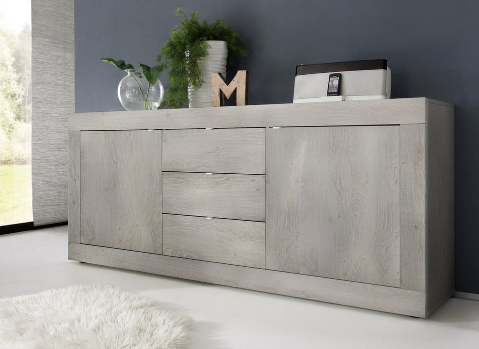 Lc Mobili Sideboard In Holzstruktur Pinie Weiss Nachbildung Mit 3