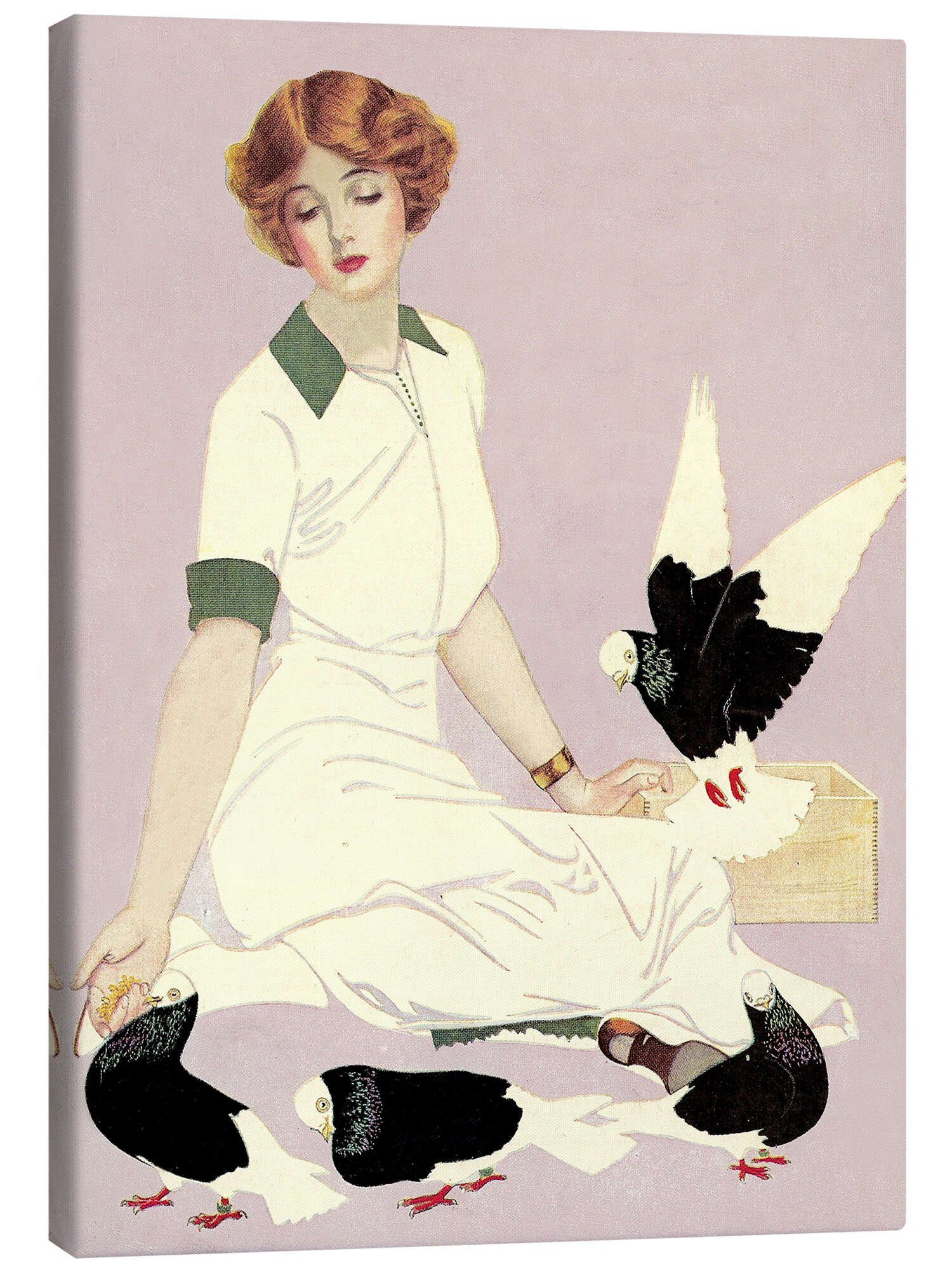 Posterlounge Leinwandbild Clarence Coles Phillips Dame Mit Tauben