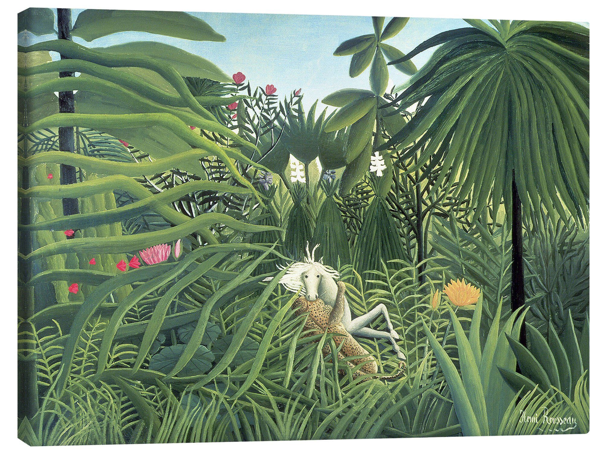 Posterlounge Leinwandbild Henri Rousseau Pferd Von Einem Jaguar