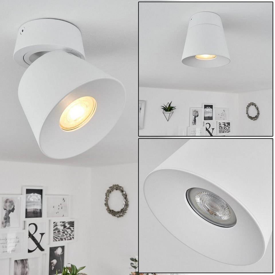 Hofstein Deckenleuchte Panetti Runde Deckenlampe Aus Metall In Weiß