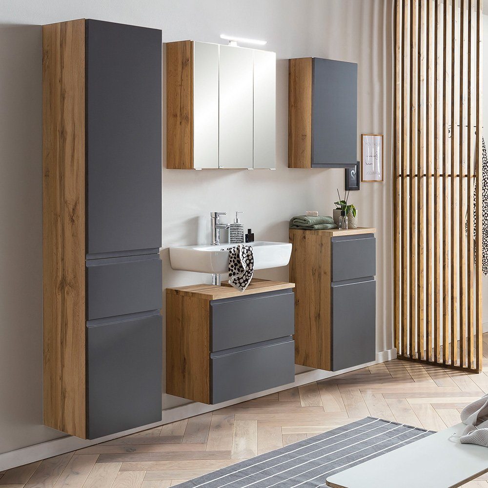Lomadox Badmöbel Set Vasto 03 Grey 5 St 5 Tlg Stehend Oder