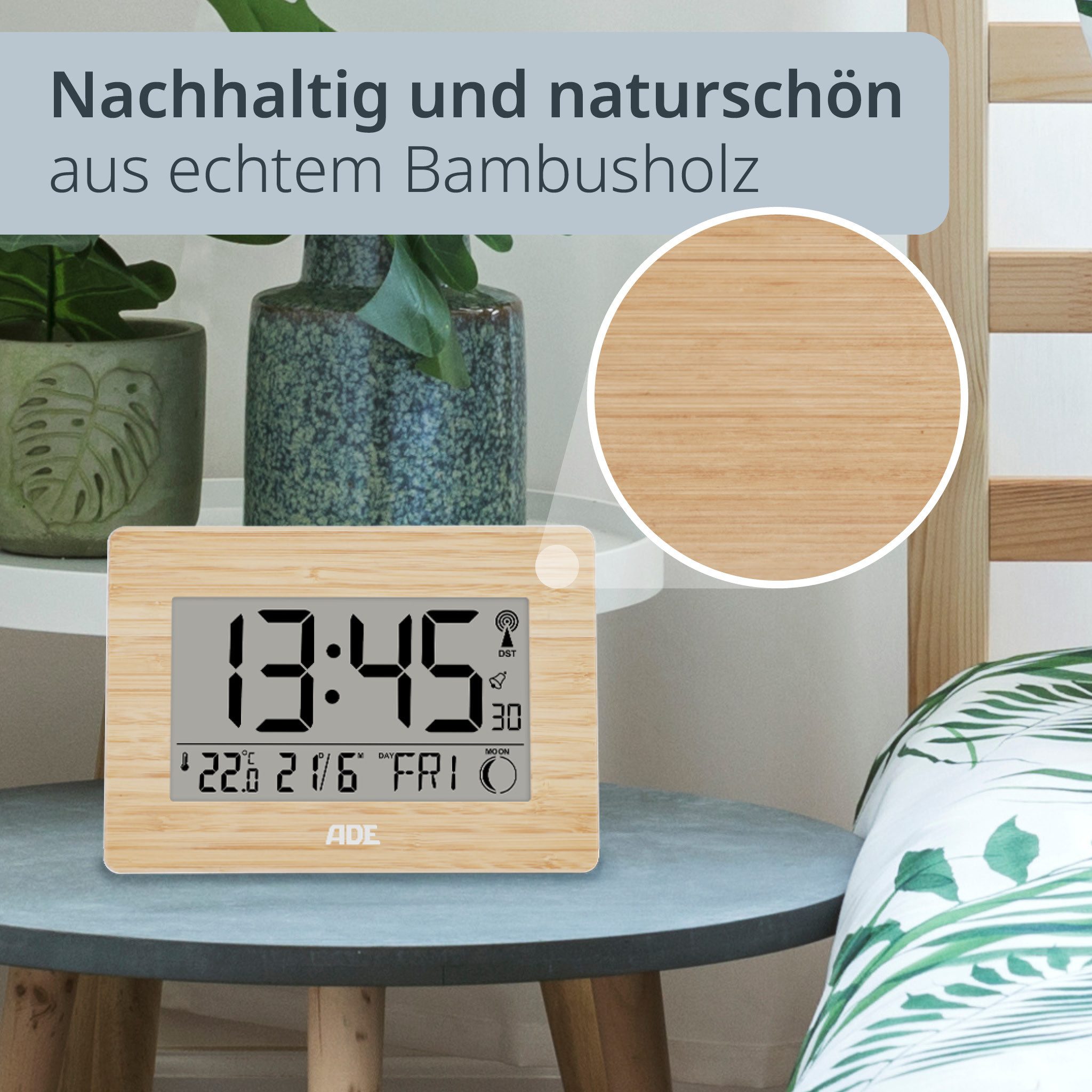 ADE Funktischuhr Digitale Tischuhr und Wanduhr mit großem Display ...