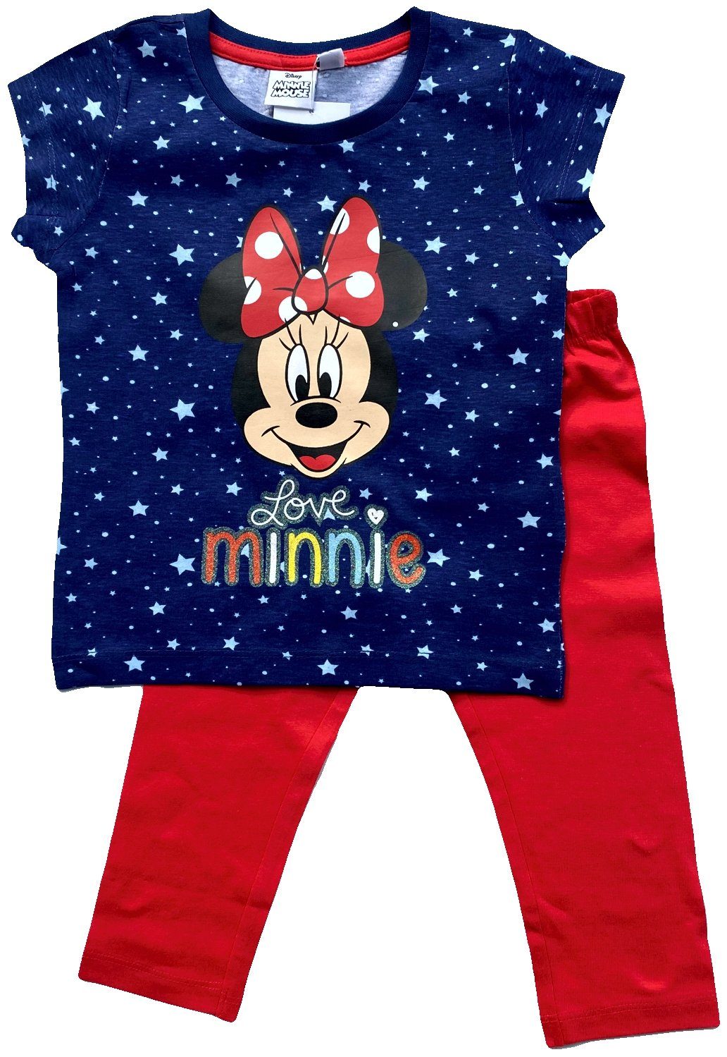 Disney Minnie Mouse Capri-Pyjama Minnie Mouse Mädchen Schlafanzug langer 7/8 Pyjama 98 104 110 ...