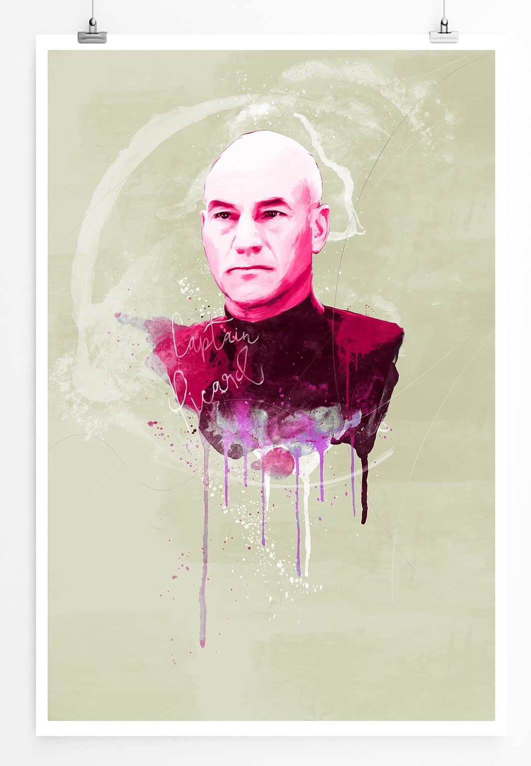 Sinus Art Leinwandbild Captain Picard 90x60cm Paul Sinus Art Splash Art