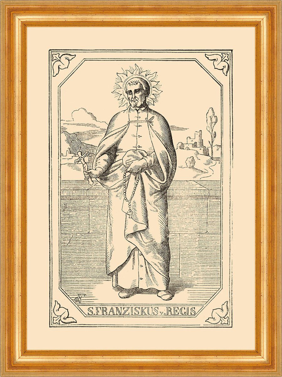 Kunstdruck Der heilige Franziskus von Regis Holzstich Sankt A4 1031 Gerahmt, (1 St)