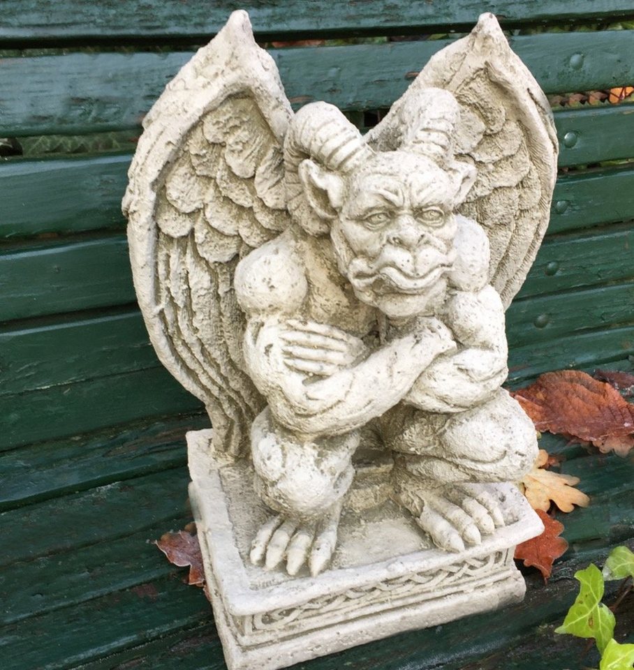 Antikas Gartenfigur Gargoyle Mit Ziegenhörnern Steinfigur Wächter Tor