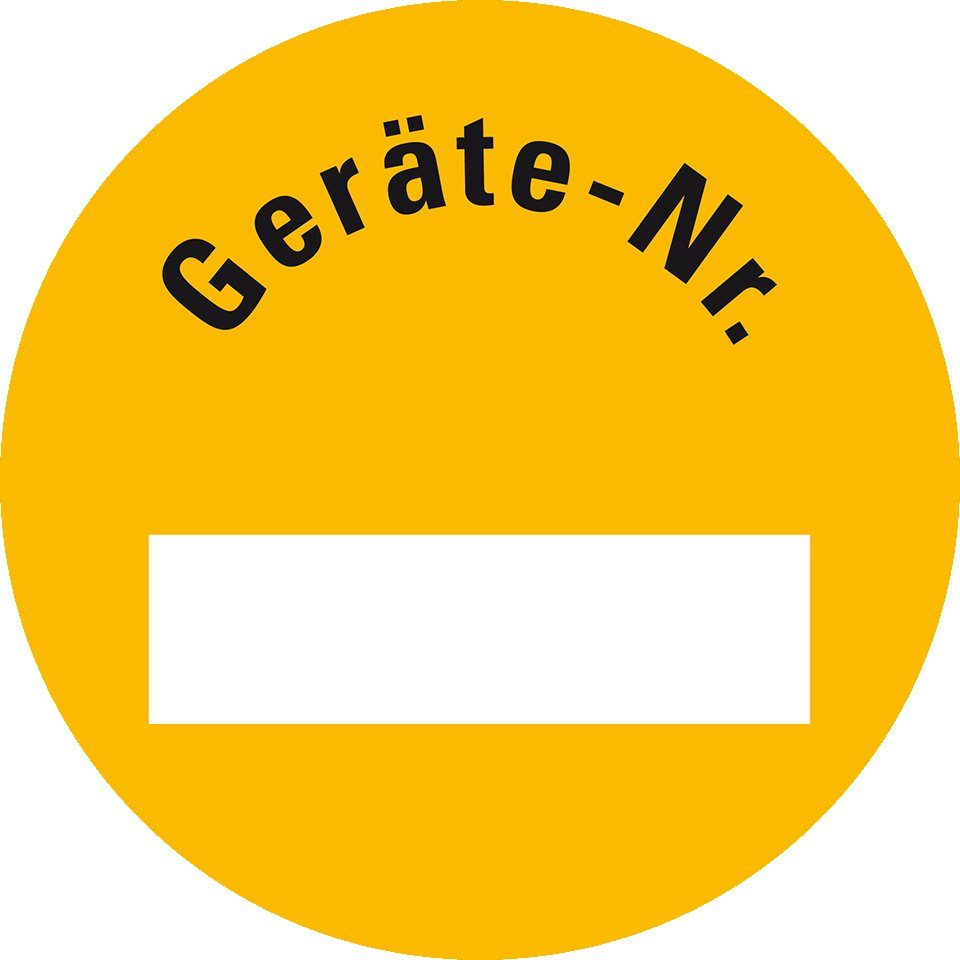 König Werbeanlagen Hinweisschild Inventaretikett Geräte-Nr.,gelb,Folie mit Spezialkleber,Ø30mm ...
